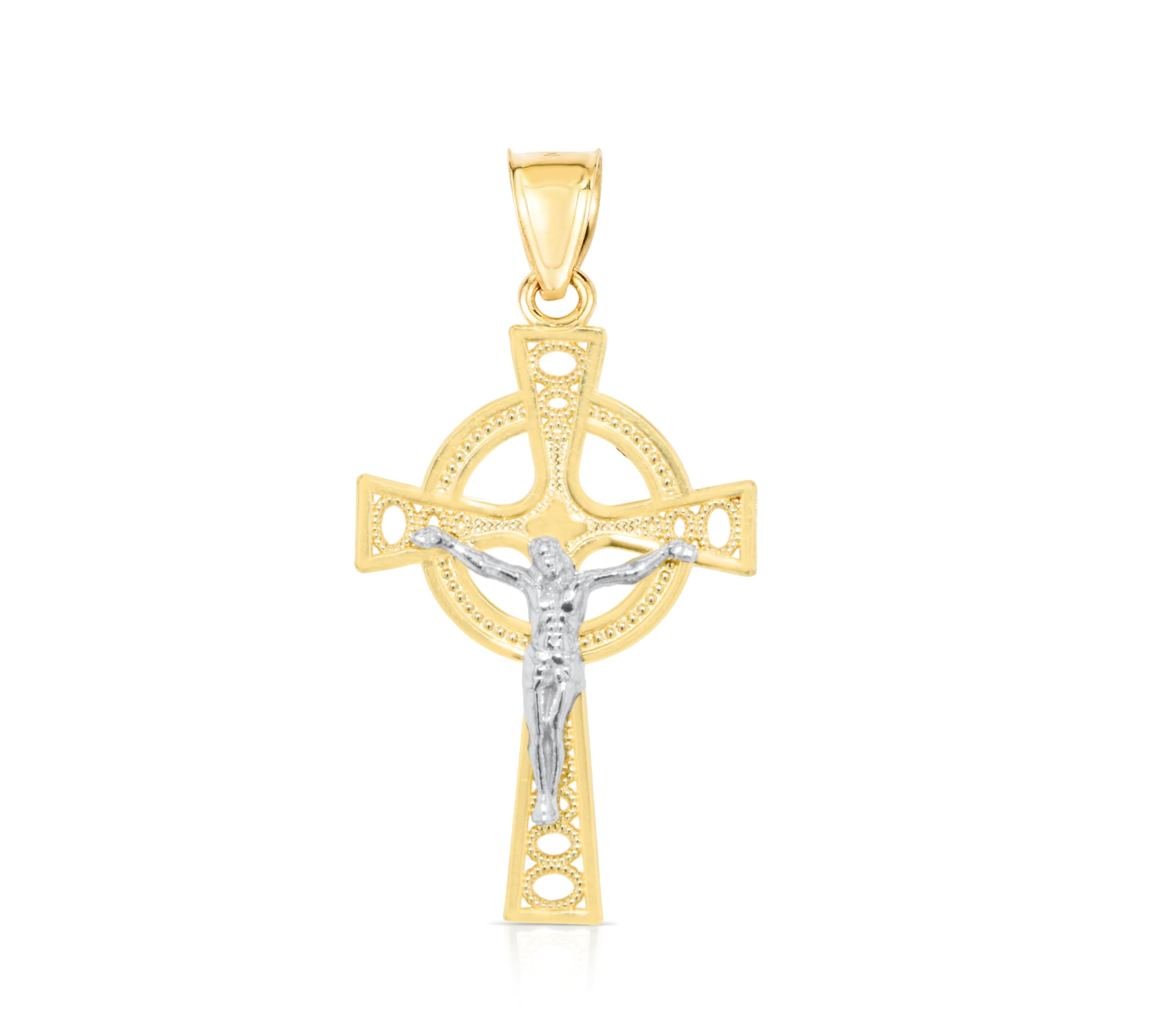 Floreo 10k Yellow Gold Celtic Knot Crucifix of Jesus Cross Religious ...